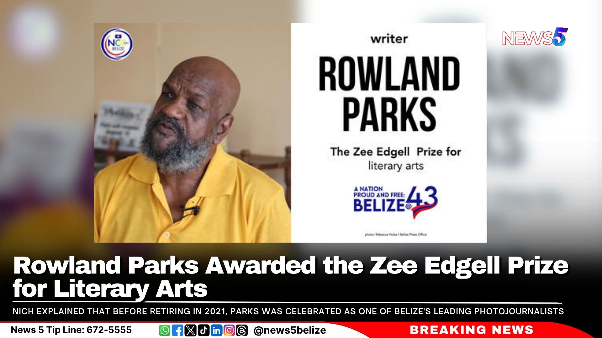 Rowland Parks Awarded the Zee Edgell Prize for Literary Arts | Greater ...