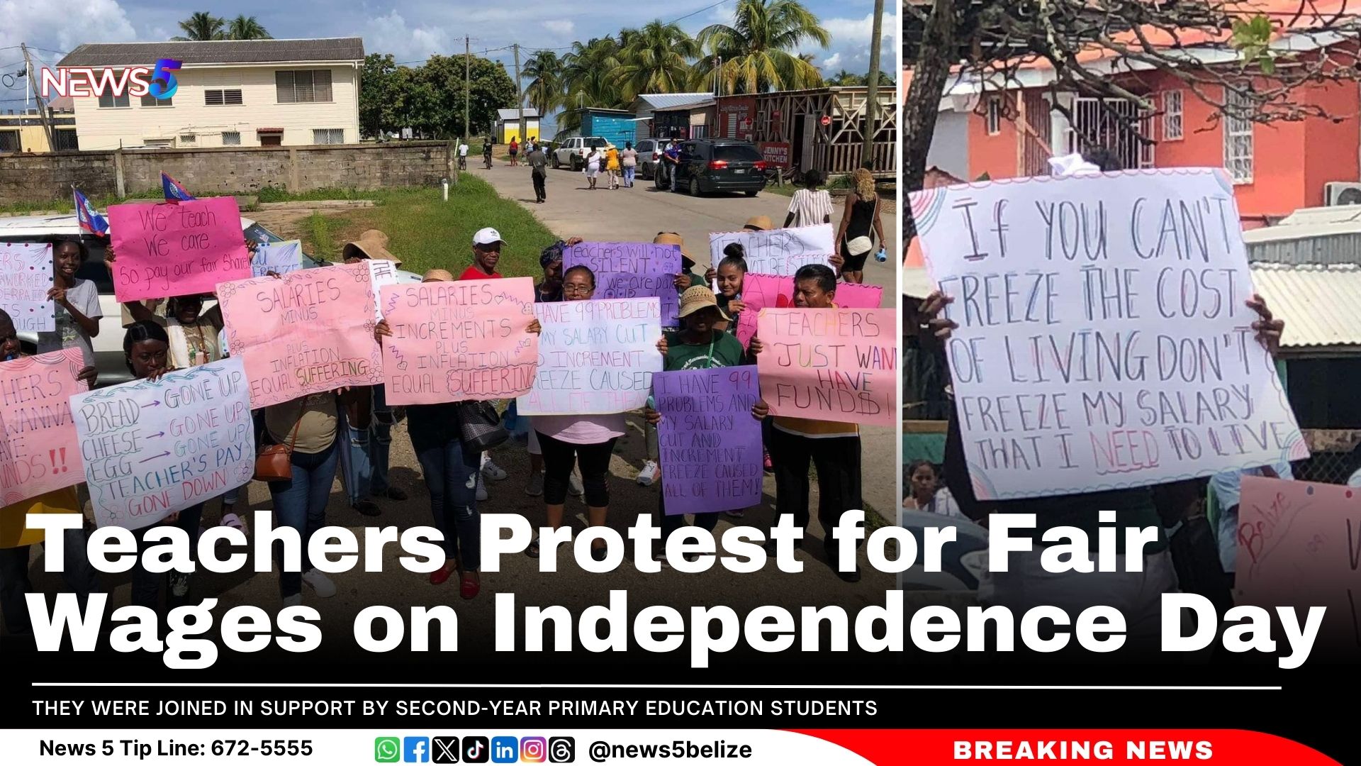 Teachers Protest for Fair Wages on Independence Day | Greater Belize Media