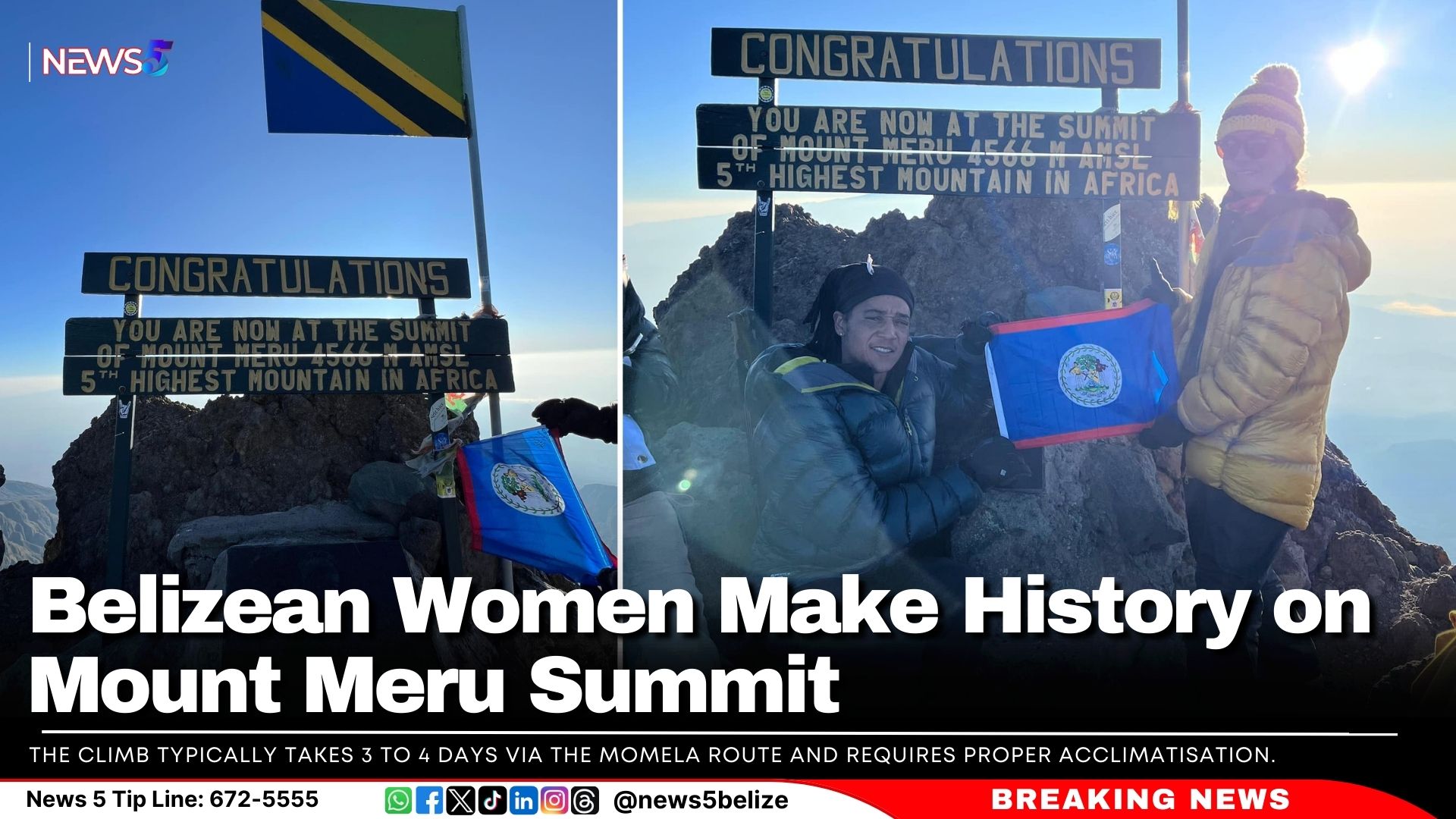Belizean Women Make History on Mount Meru Summit - Greater Belize Media