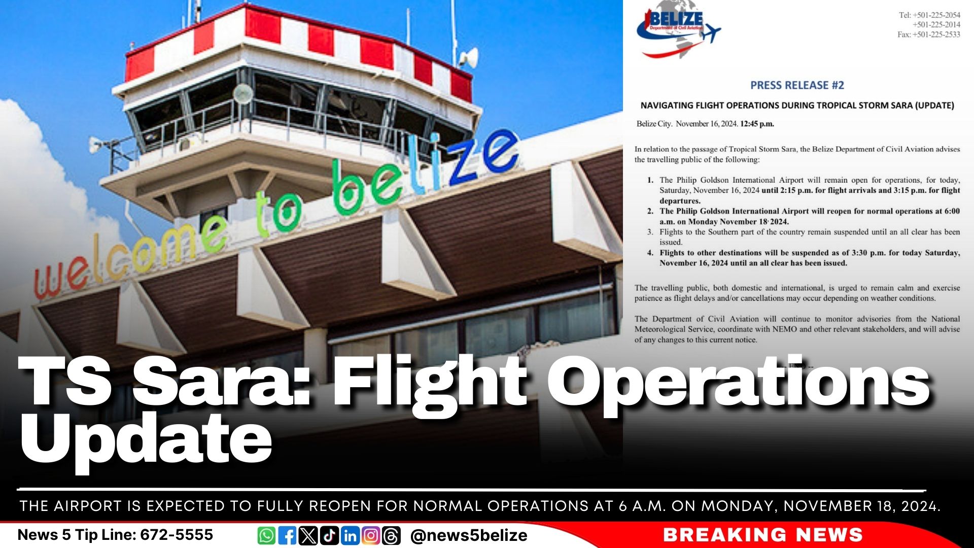 TS Sara: Flight Operations Update | Greater Belize Media