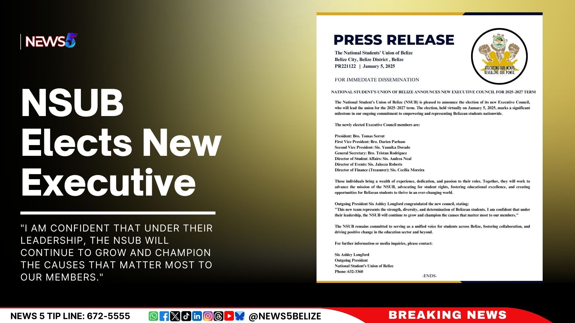 NSUB Elects New Executive | Greater Belize Media