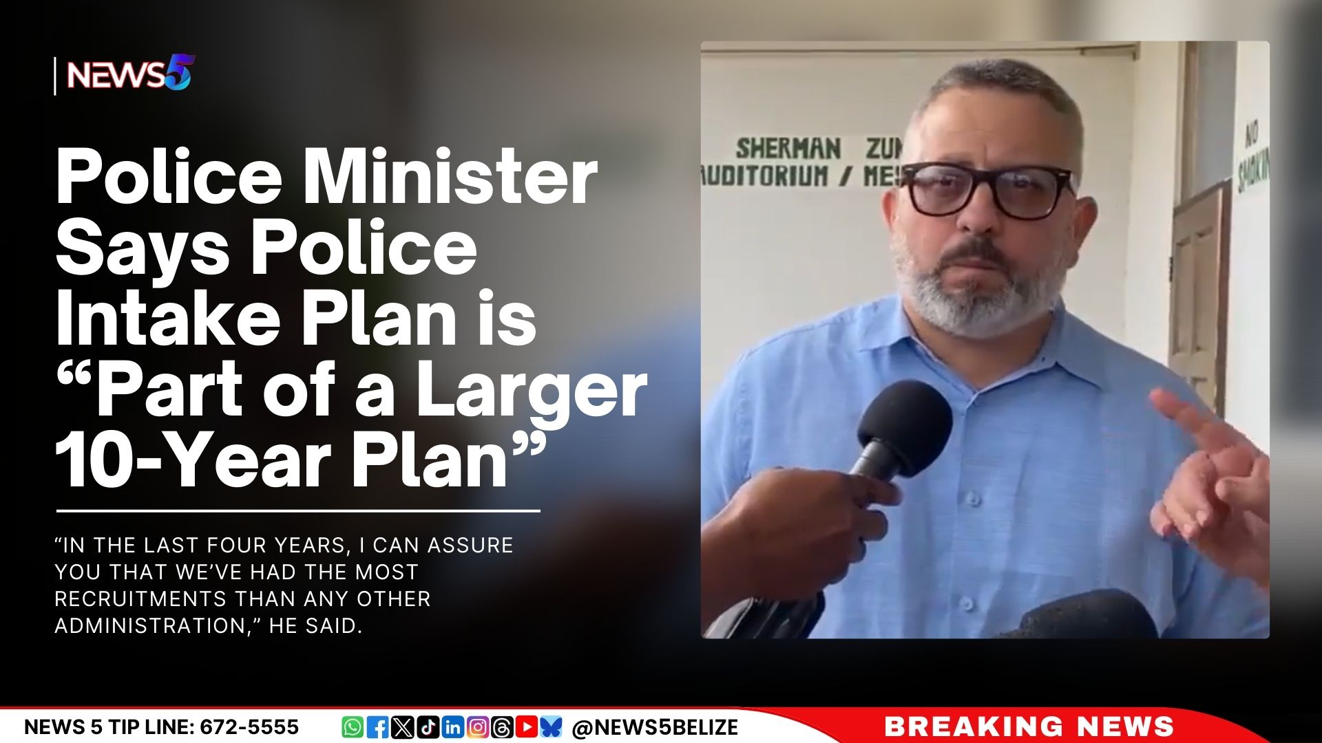 Police Minister Says Police Intake Plan is “Part of a Larger 10-Year ...