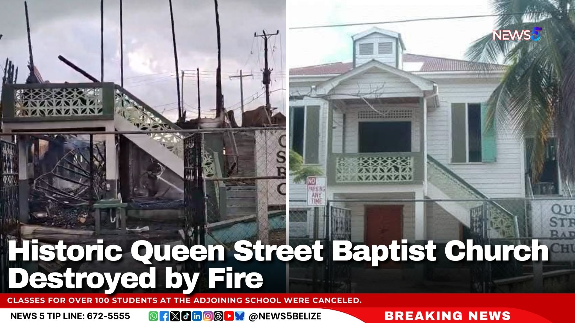 Historic Queen Street Baptist Church Destroyed by Fire | Greater Belize ...