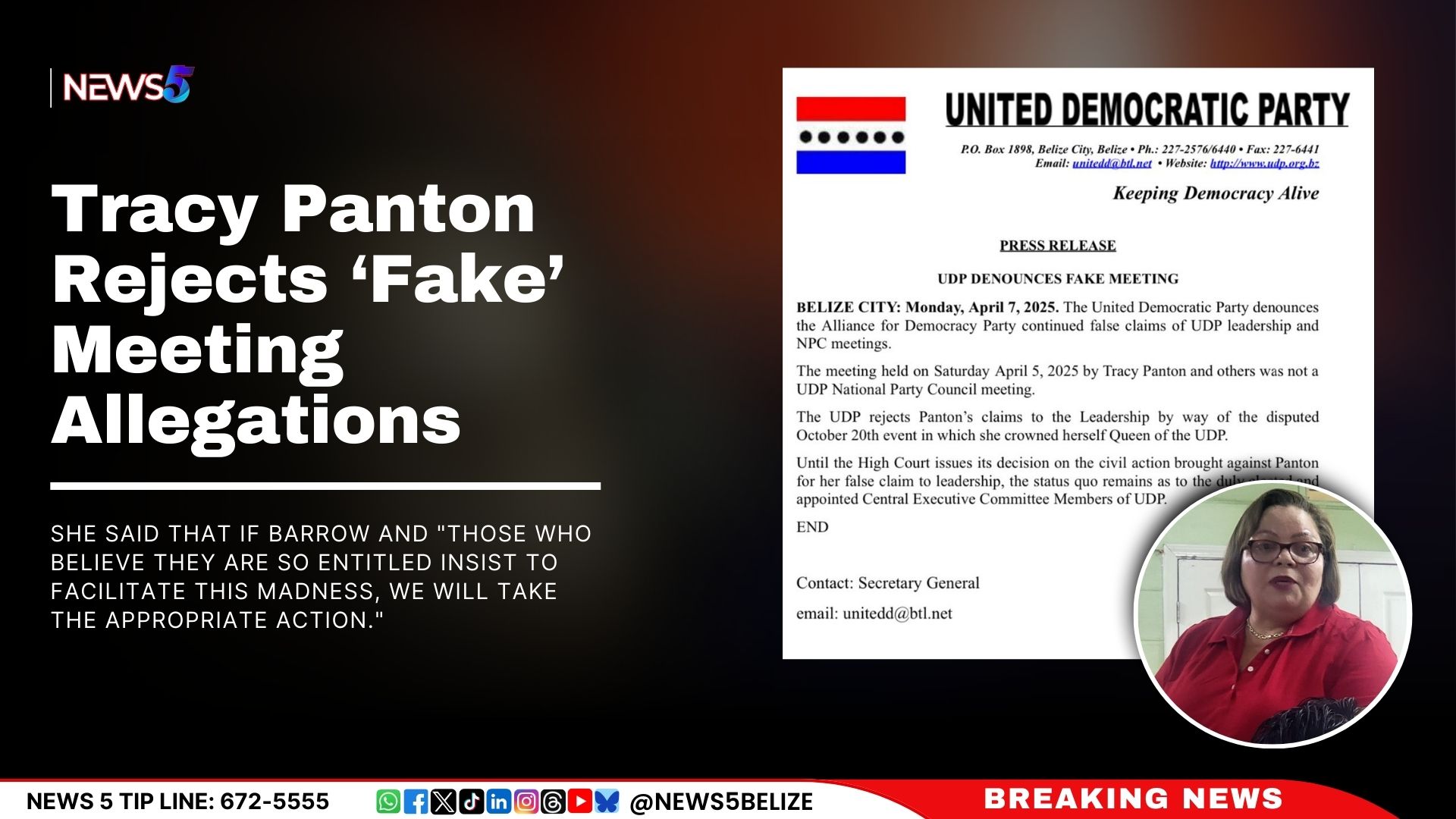 Tracy Panton Rejects ‘Fake’ Meeting Allegations | Greater Belize Media