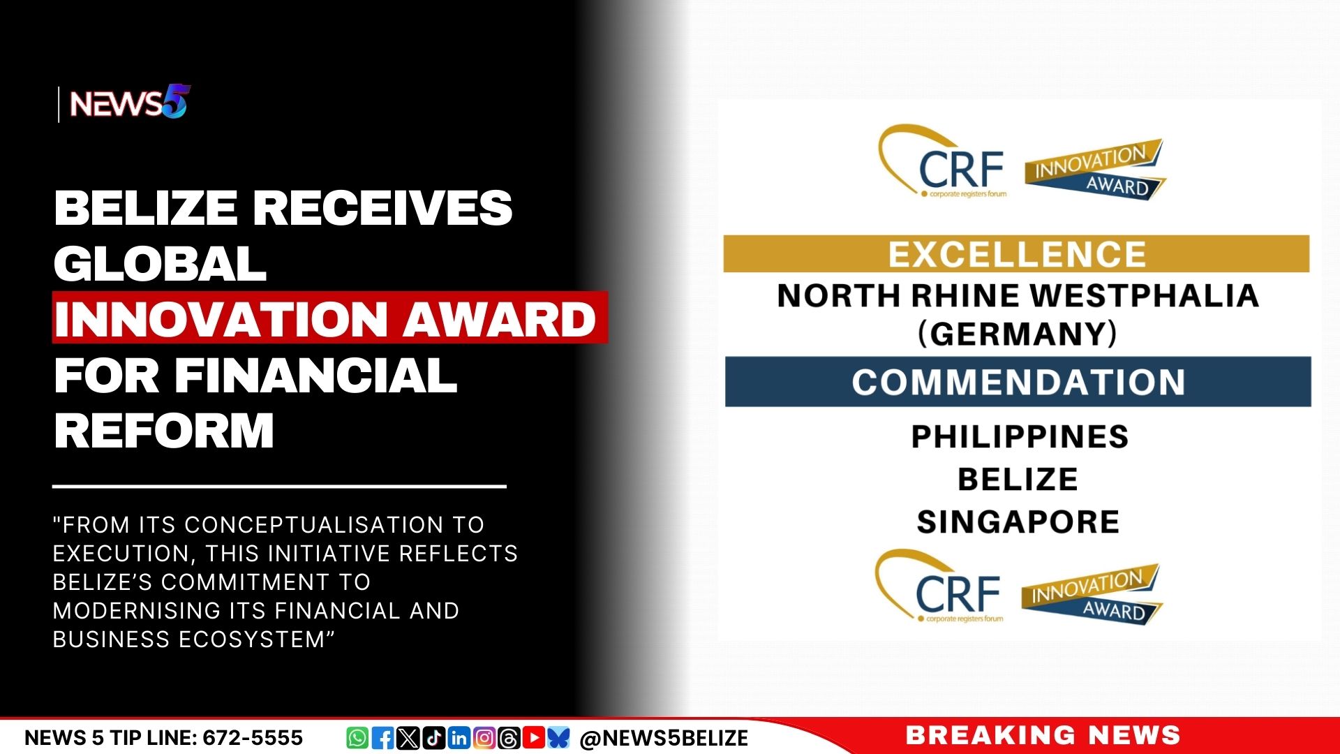 Belize Receives Global Innovation Award for Financial Reform | Greater ...