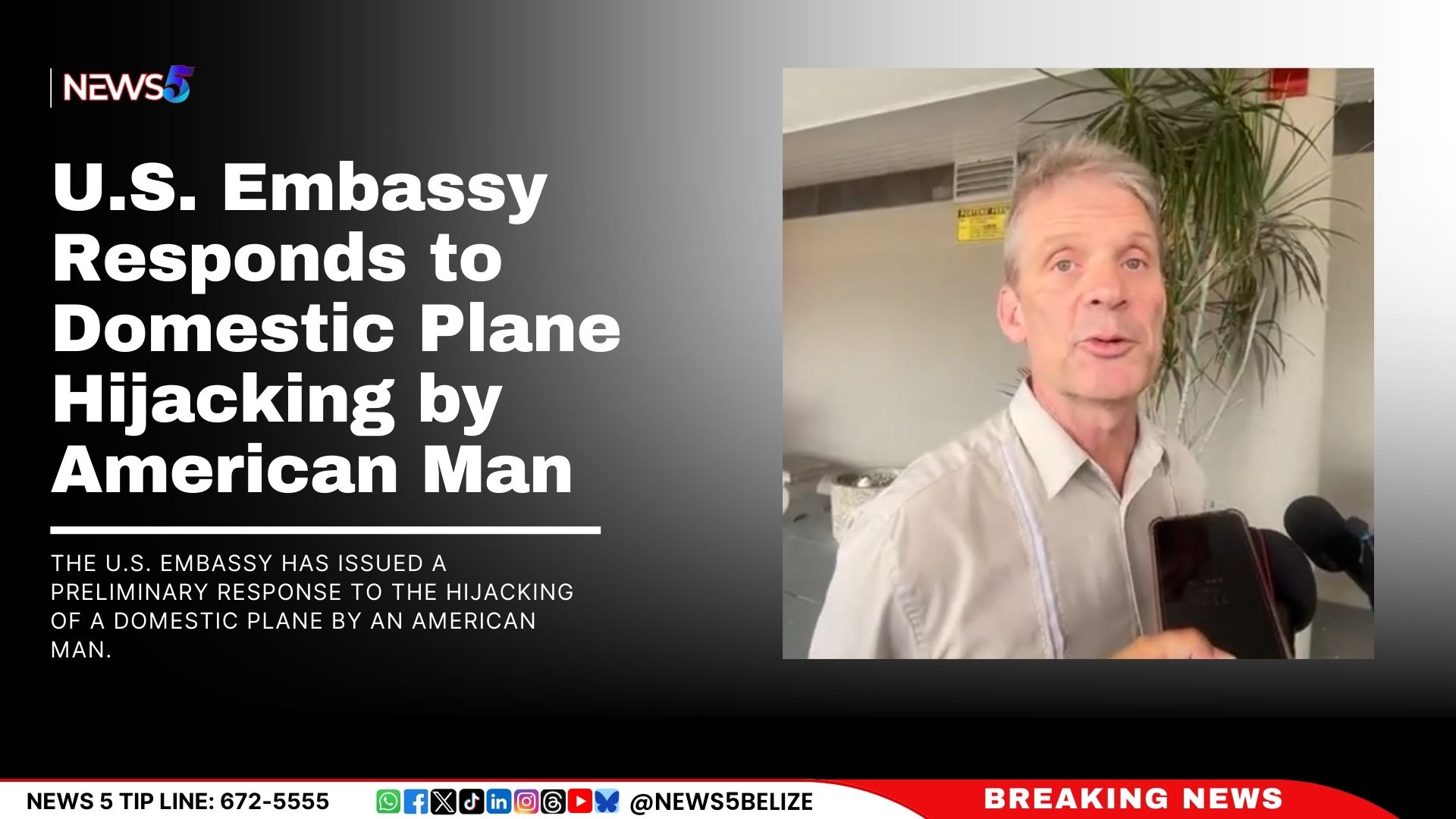 U.S. Embassy Responds to Domestic Plane Hijacking by American Man ...
