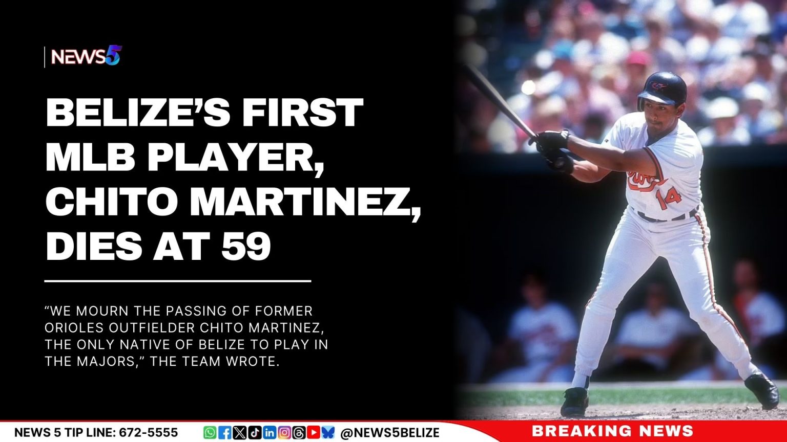 Belize’s First MLB Player, Chito Martinez, Dies at 59 - Greater Belize ...