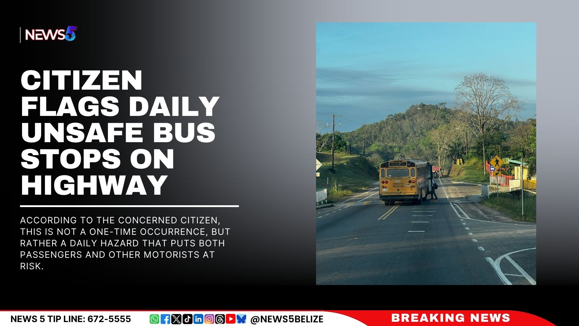 Citizen Flags Daily Unsafe Bus Stops on Highway | Greater Belize Media