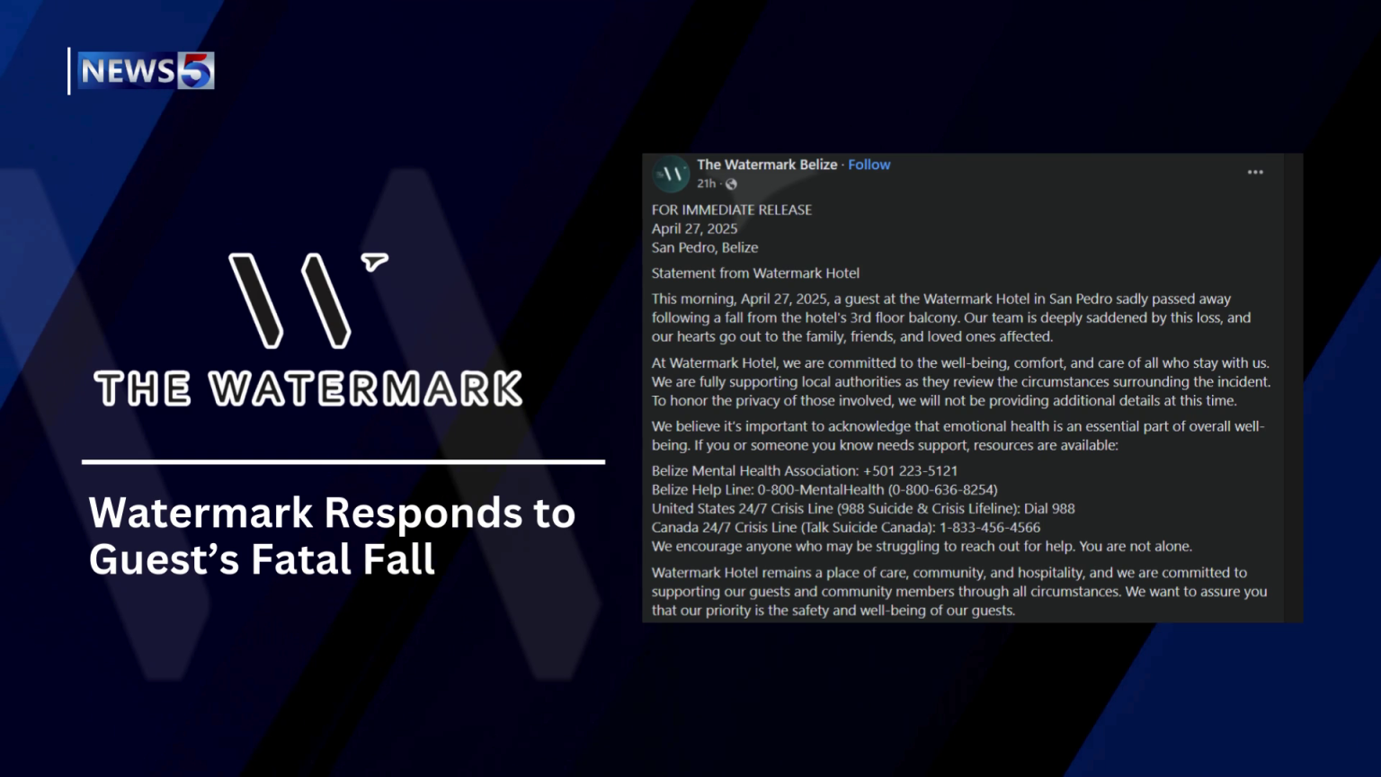 Canadian National Falls to Death at Watermark Hotel in San Pedro ...